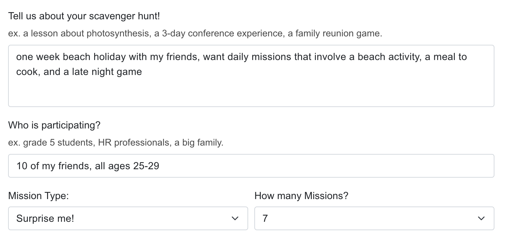 Scavenger Hunt Mission Generator | created by Goosechase
